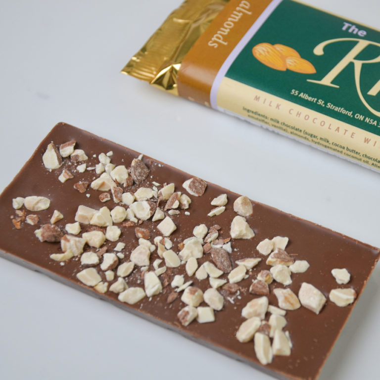 Milk Chocolate Almond Rhéo Bar - Rheo Thompson Candies Milk Chocolate Almond Rhéo Bar - Rheo Thompson Candies